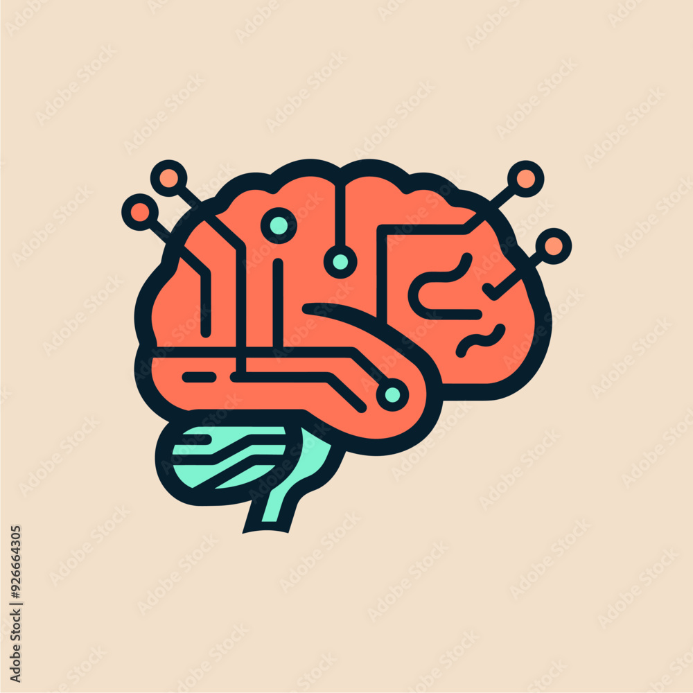 Vector logo of a human brain with AI Stock Vector | Adobe Stock