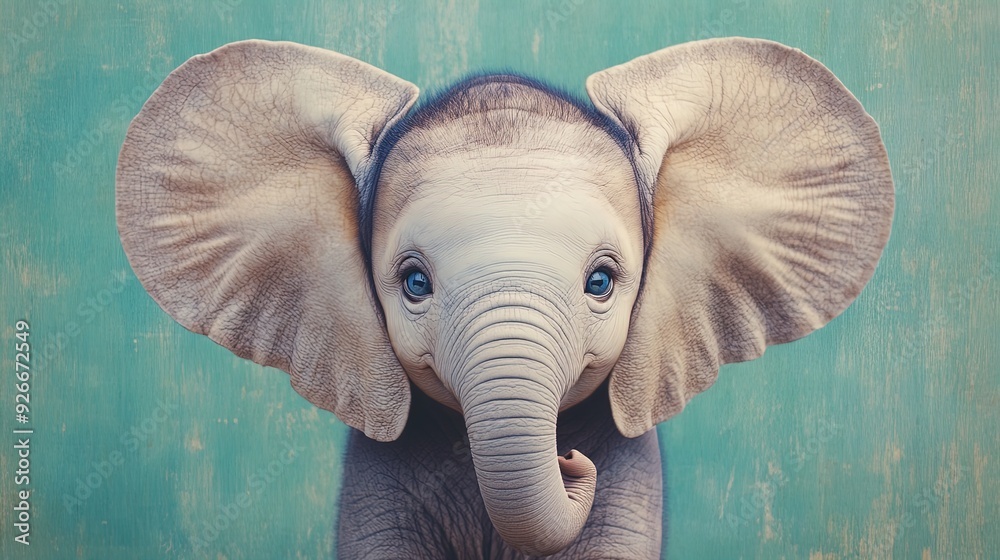 Charming Baby Elephant Poster: Adorable Artwork Featuring a Baby ...