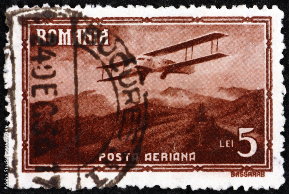 Postage stamp Romania 1931 Farman F.60 Goliath, was a French airliner ...