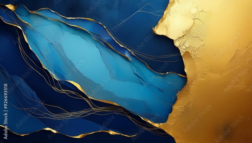 Abstract blue and gold background with a rough torn paper border Stock ...