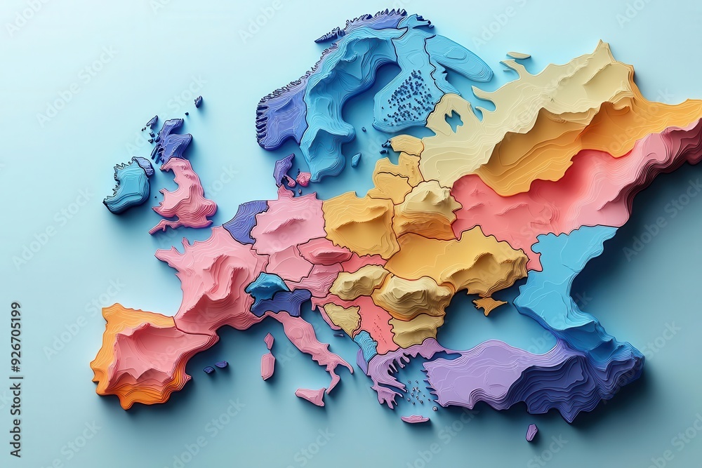 stylized vector map of europe and uk with vibrant colorcoded countries ...