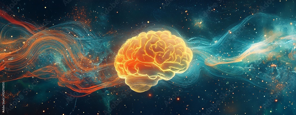 An illustration of sound waves enveloping a human brain, connecting to ...