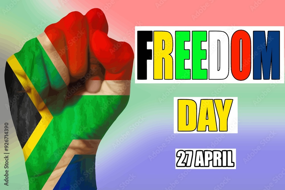 27 April South Africa freedom day logo with a fist. Graphics ...
