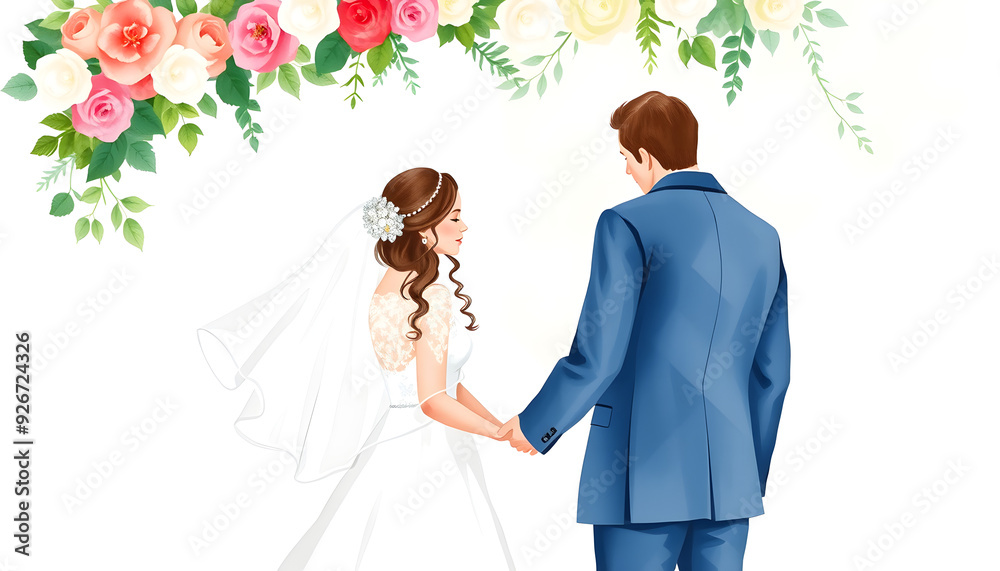 watercolor wedding clipart, bride clipart, wedding invitation, marriage ...