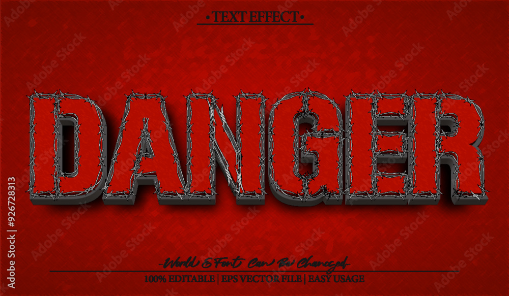 Danger Vector Text Effect Editable Alphabet Red Error Alert Risk ...