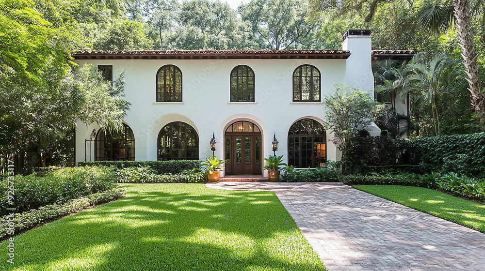 Beautiful Spanish Colonial Home In Florida, White Stucco Walls, Large ...