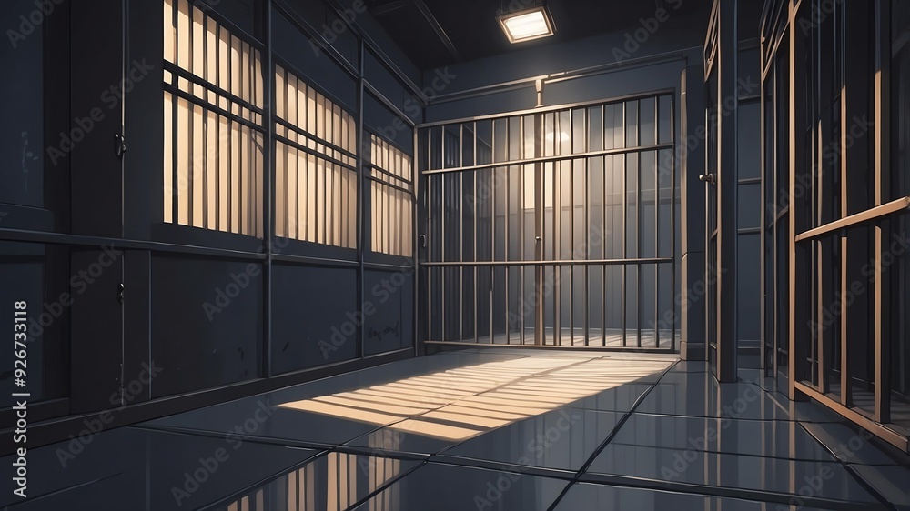 retro anime style jail interior illustrati background Stock ...