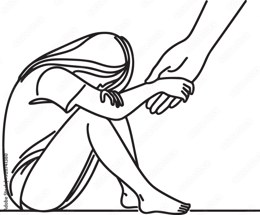 Adobe IllustratSupporting Mental Health: Single Line Drawing of Helping ...
