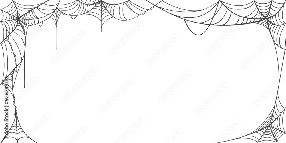 Poster Affiche illustration of a spider web halloween frame spider web vector eps 40x20 cm