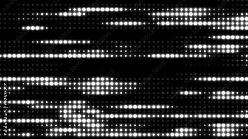 Abstract animated background with white dots lighting up and fading ...