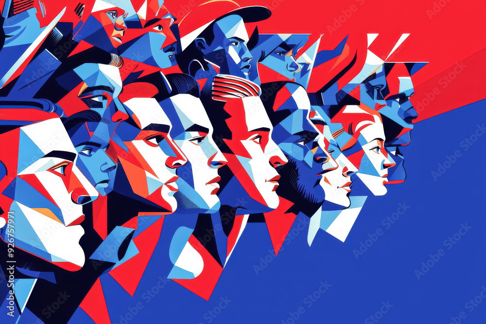 Abstract Faces Looking Toward Election 2024. A powerful depiction of ...