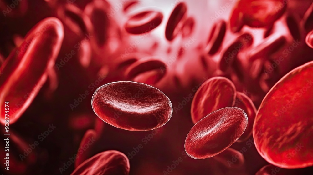 Red Blood Cells Move Through a Blood Vessel in a Close-Up View During a ...