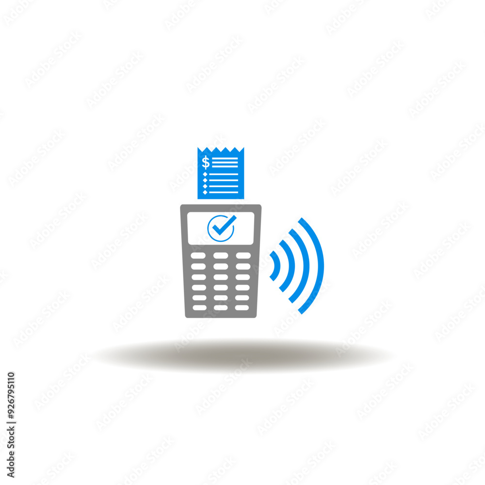 Vector illustration of pos payment terminal with check mark and ...