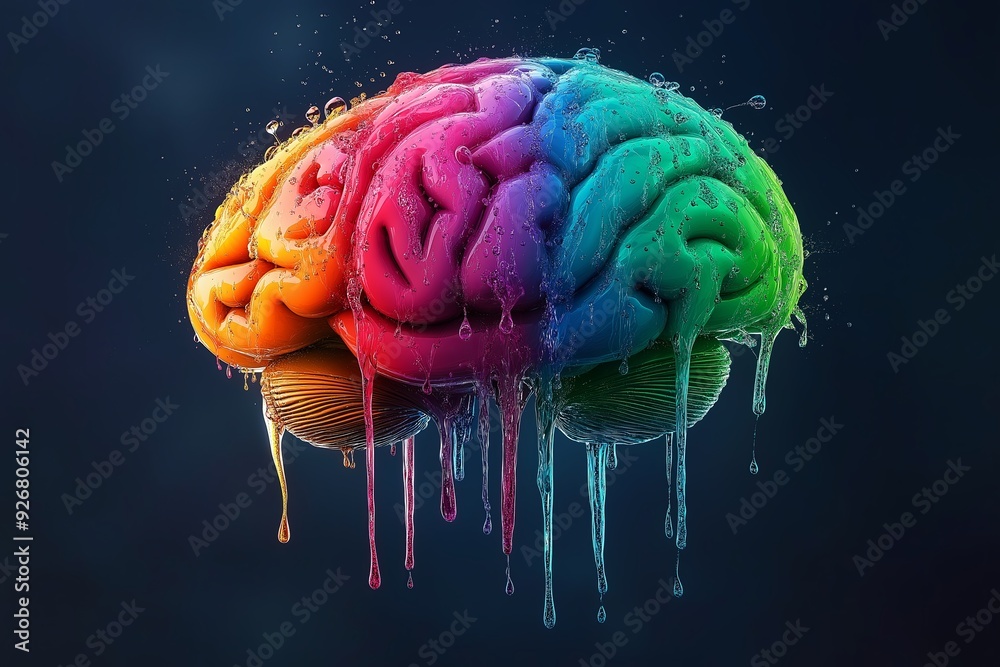 Colorful Dripping Brain Concept - Ideal for Creative and Mental Health ...
