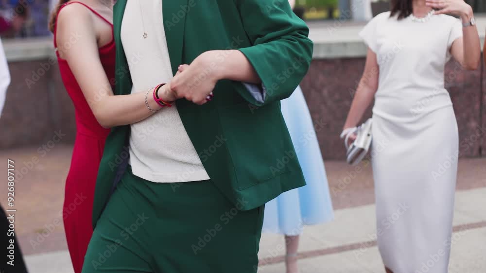High school graduates dancing on prom, waltz and classical ball dance ...