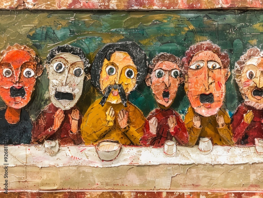 Jesus and his disciples gather around a table, engaged in dialogue ...
