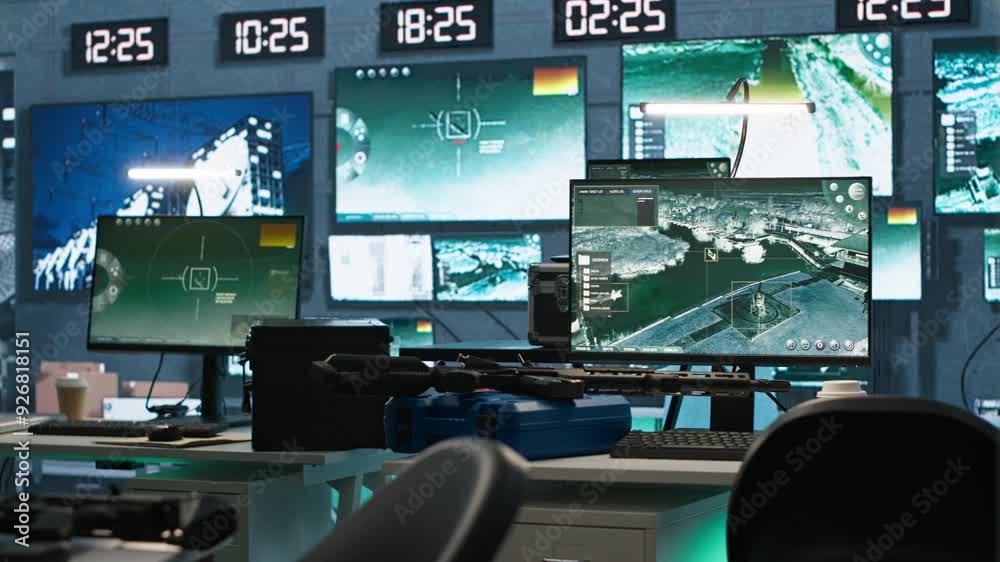 Secure room in army governmental facility operating as military command ...