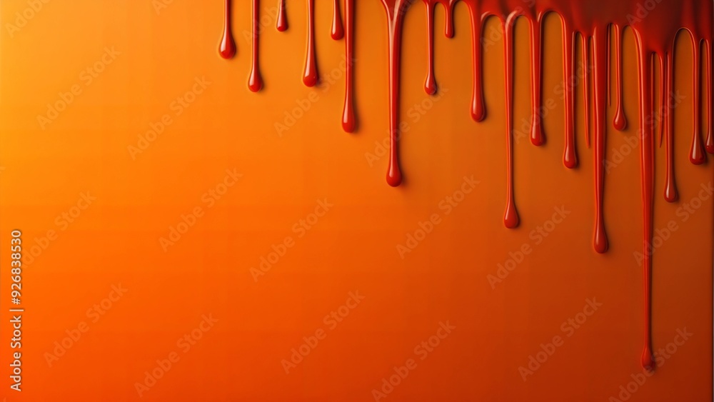 minimalistic Blood dripping blood on a orange background in the right ...