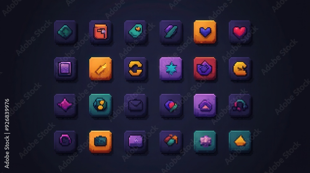 Pixel Art Game UI Buttons. Stock Illustration | Adobe Stock