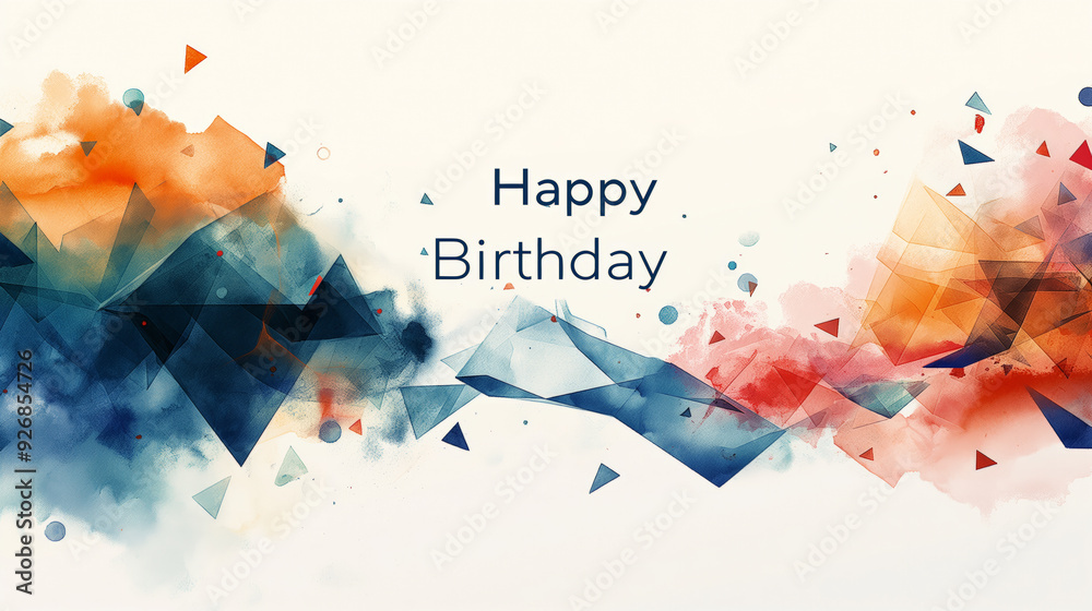 Abstract birthday card design with colorful, geometric shapes creating ...