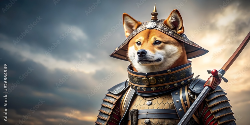 Shiba Inu samurai warrior dog in full armor ready for battle, Shiba Inu ...