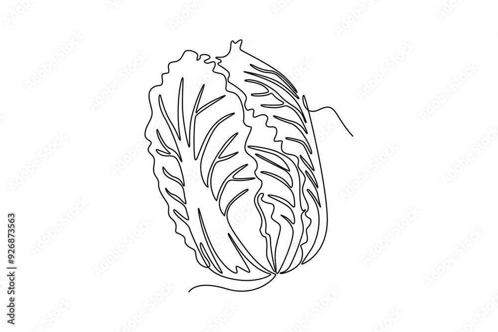 Single continuous line drawing whole healthy organic headed cabbage for ...