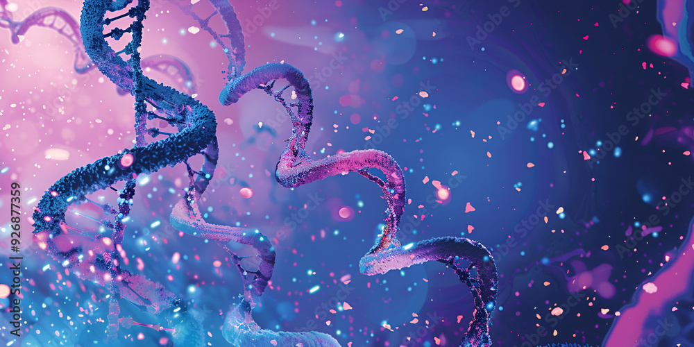 DNA unwinding in a detailed 3D scientific illustration DNA strands ...