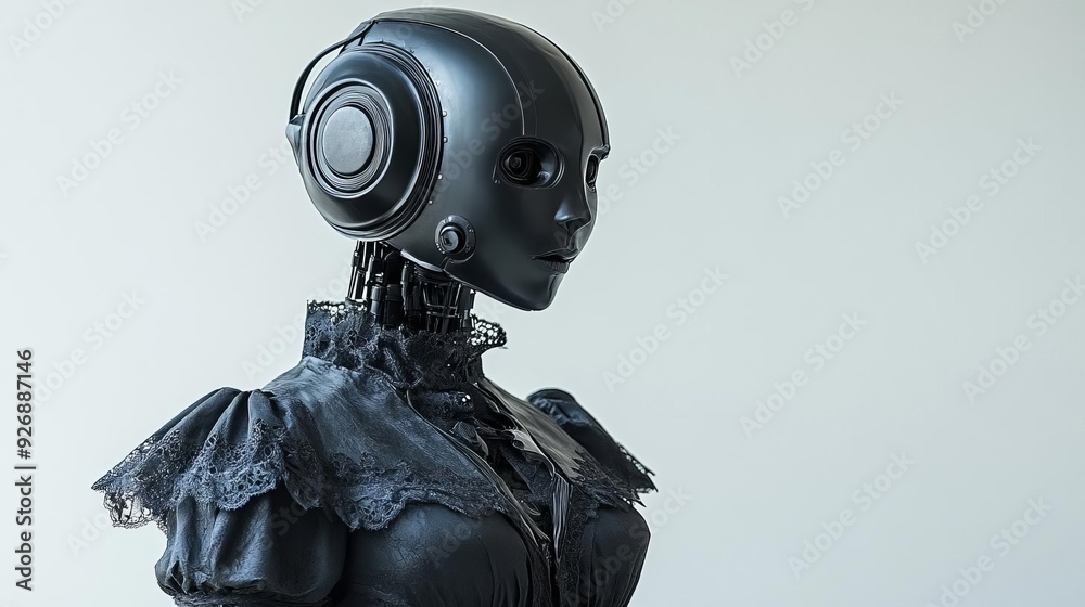 Full body android robot in a haunted doll costume, creepy detailed ...