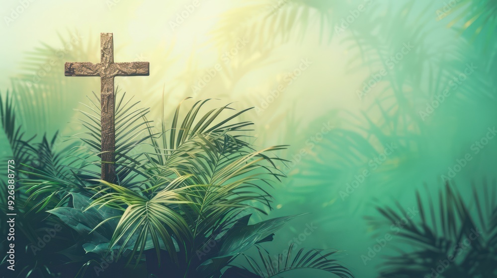 Palm Sunday Cross and Palm Background - A serene and simple background ...