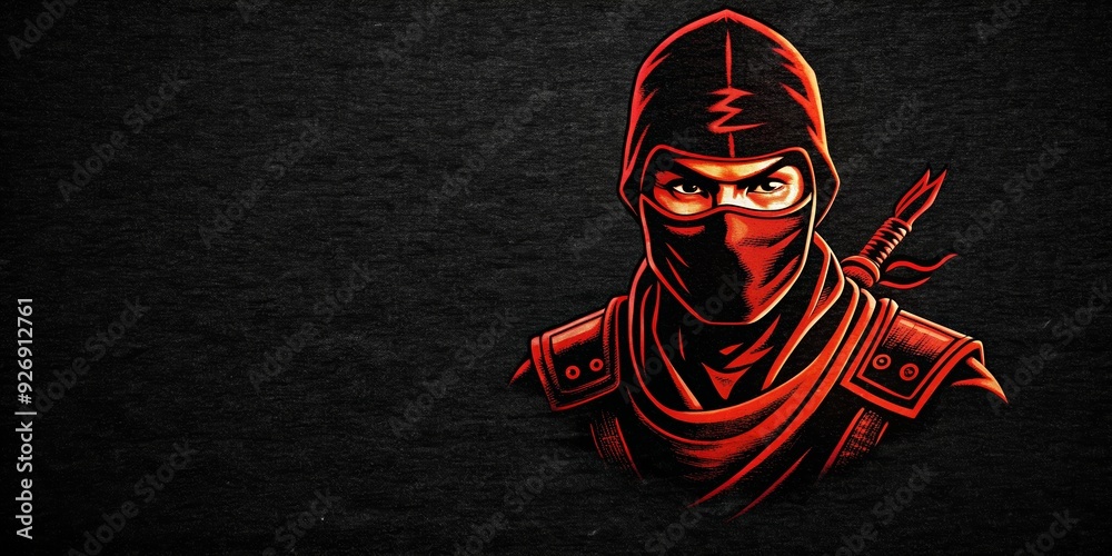 Ink art of ninja assassin profile in black and red ink , ninja ...