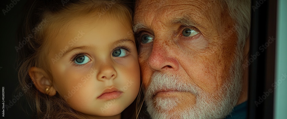 Little Girl Visiting Grandparents Through A Window, Love And Connection ...