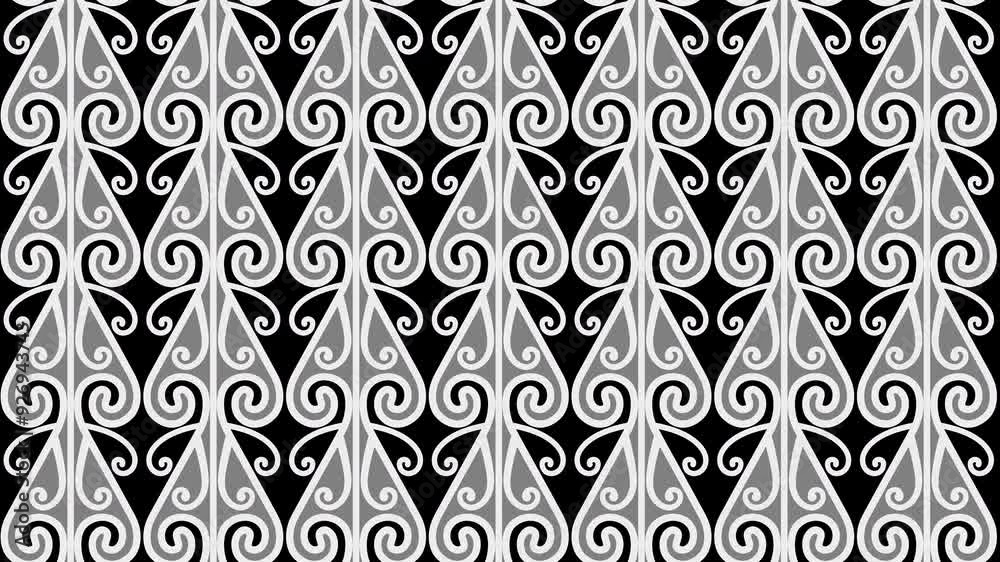 Loopable Traditional Maori Motion Background with Koru or Silver Fern ...