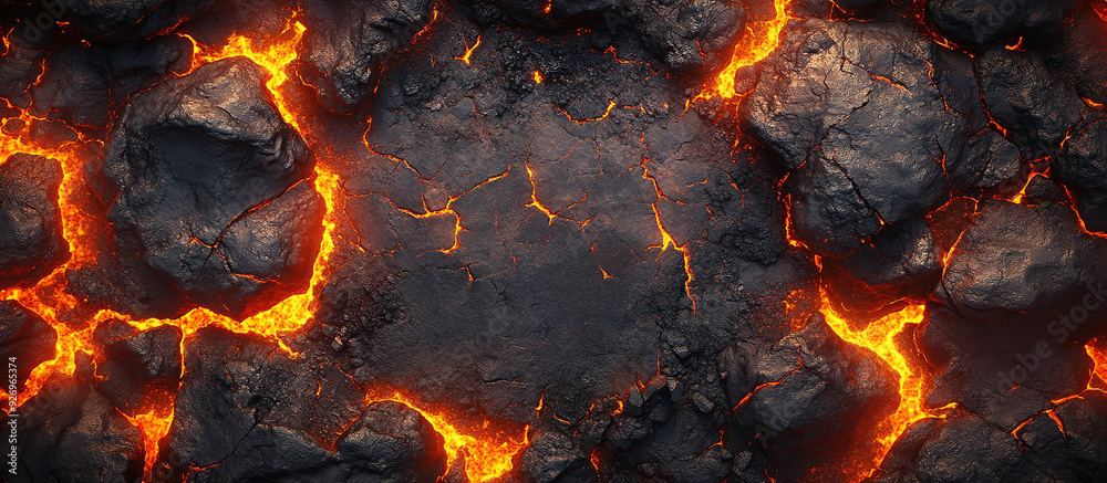 Volcanic Area Battle Map: Detailed VTT Birds-Eye View Stock Photo ...