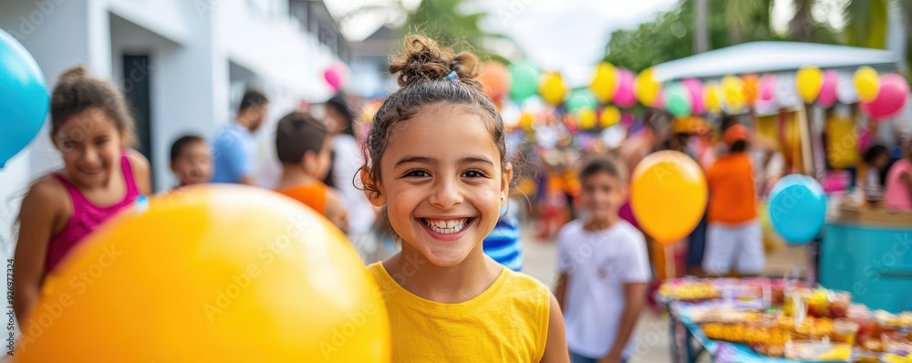 Labor Day neighborhood block party with traditional games, food stalls ...