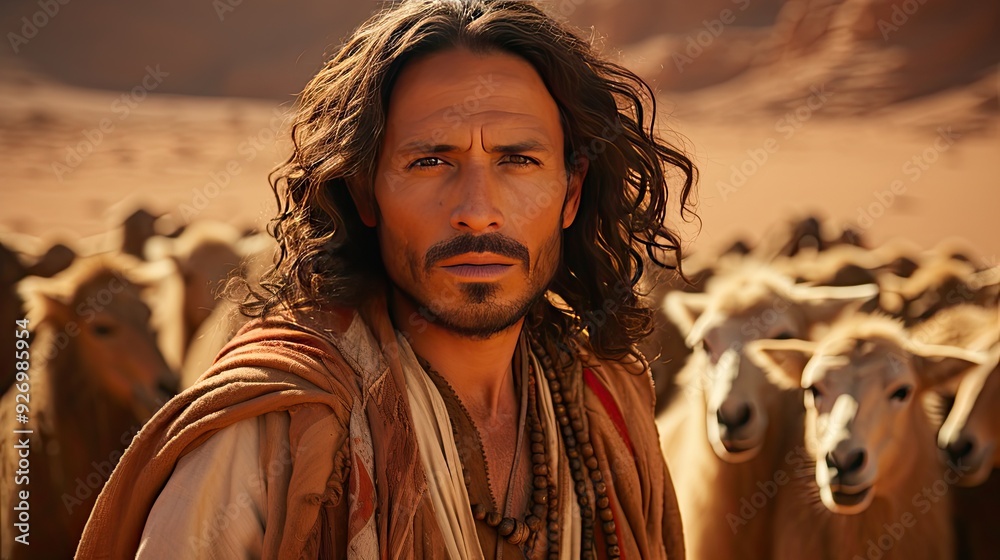 Bible jesus shepherd with his flock of sheep. Stock Illustration ...