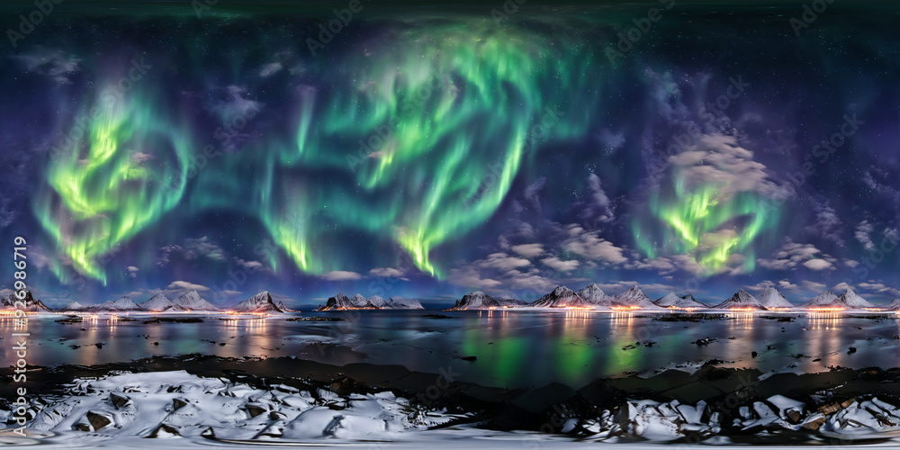 HDRI Aurora Borealis Skybox Equirectangular Panorama 10 Stock ...
