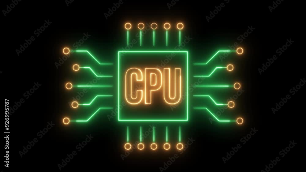 Animated circuit board, Computer processor CPU concept, Digital ...