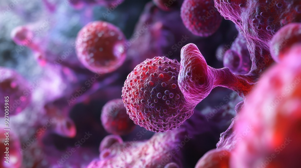 Microscopic close-up of diseased tissue cells, high-resolution ...