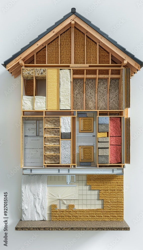 Cross Section of House Wall with Different Insulation Materials for ...