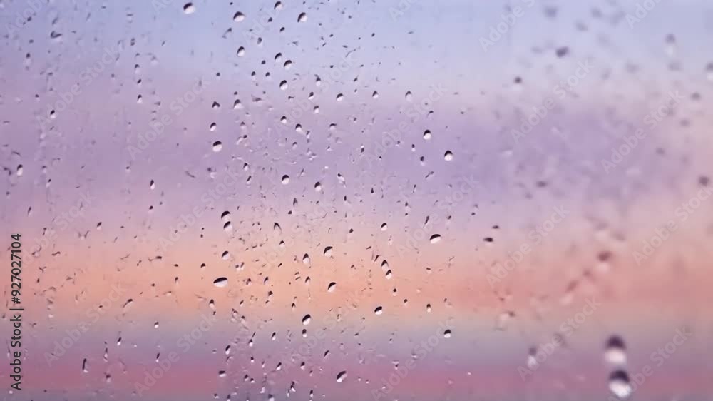 A minimalist image of light rain as lines or dots on a pastel gradient ...