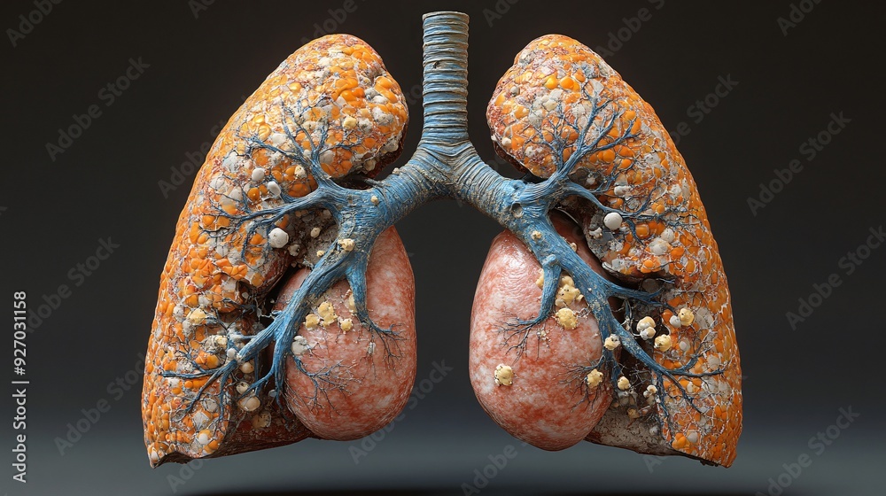 3D Human Lungs with Pneumothorax: A detailed depiction of a lung ...