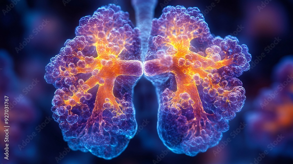 3D Lungs with Capillary Network: A close-up 3D image highlighting the ...