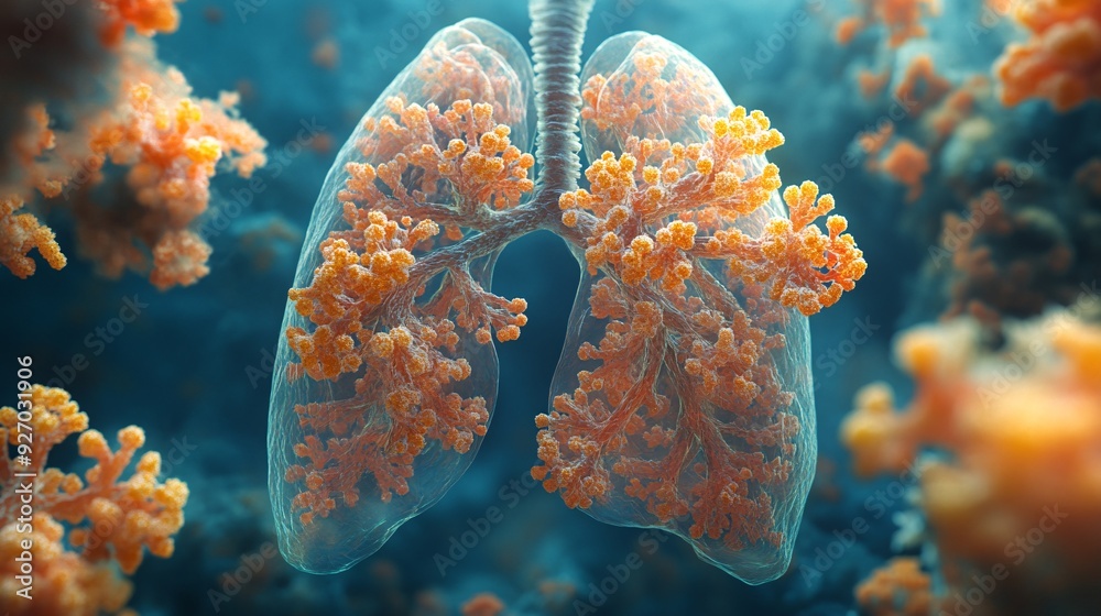 3D Lungs with Bronchitis: A high-quality image showing inflamed ...