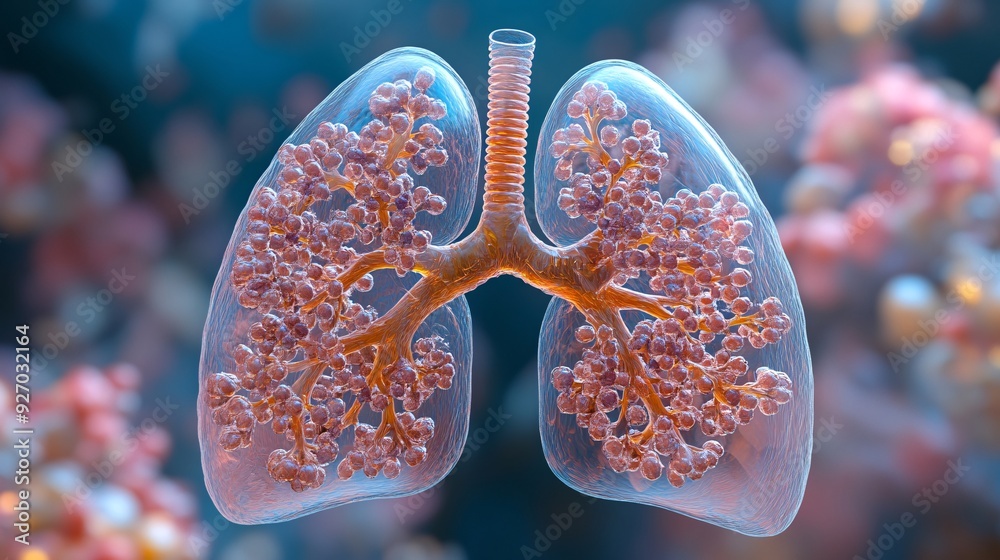 3D Human Lungs with Asthma: A detailed 3D image depicting the narrowing ...