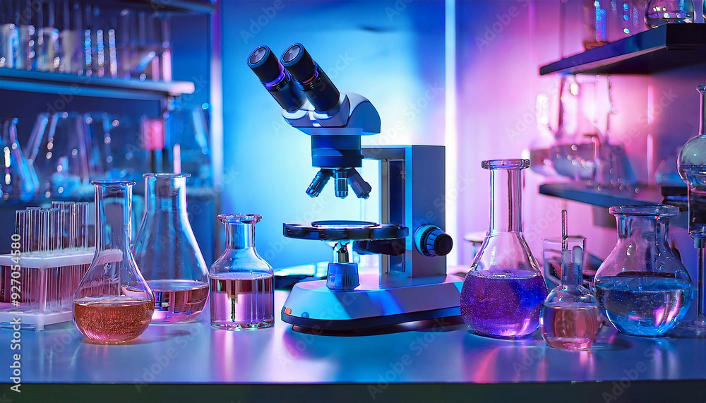 A modern laboratory setup, featuring sophisticated scientific tools ...