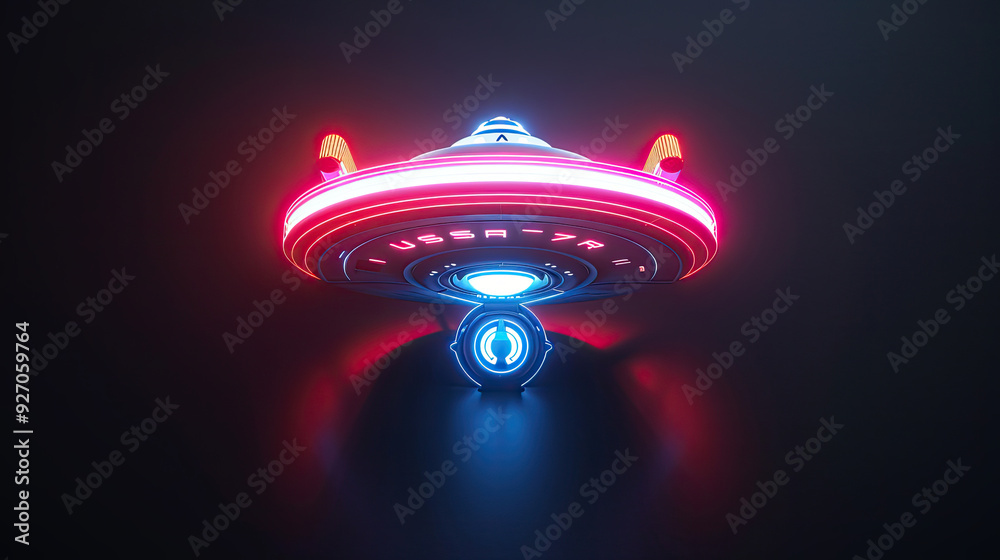 ภาพประกอบสต็อก logo of the starship USS Enterprise NCC-1701 , neon ...