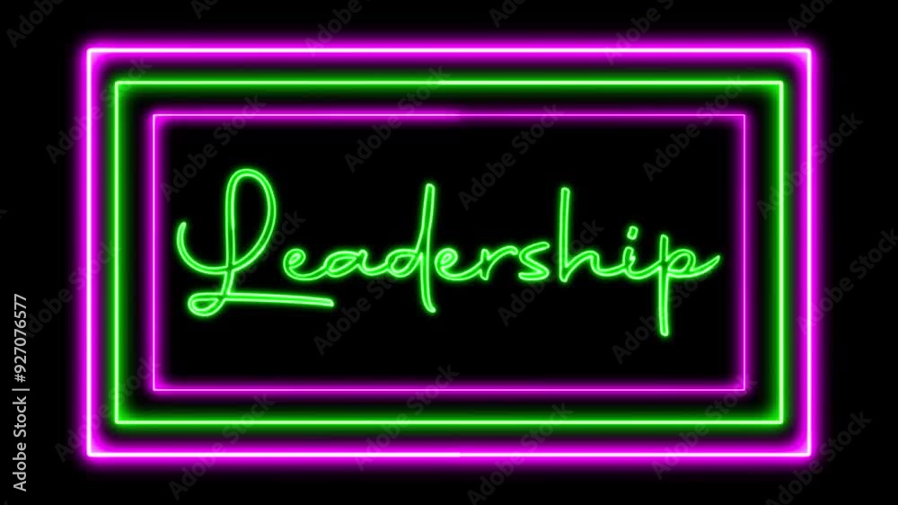 Dynamic Business 'Leadership' Text Animation with Neon Glow Line on ...