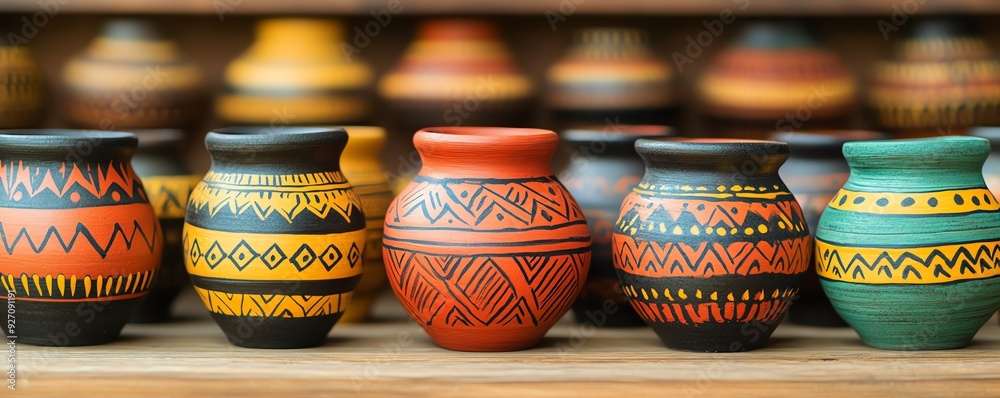 Traditional African pottery representing the indigenous cultures of ...