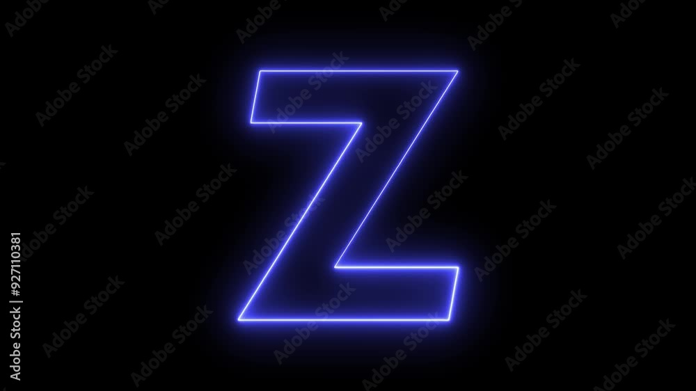 Alphabets Z neon animation, Capital alphabets neon light blue color ...