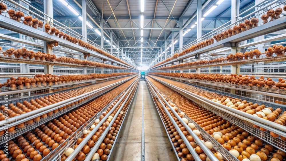 Egg factory plant with modern agriculture techniques in a poultry ...
